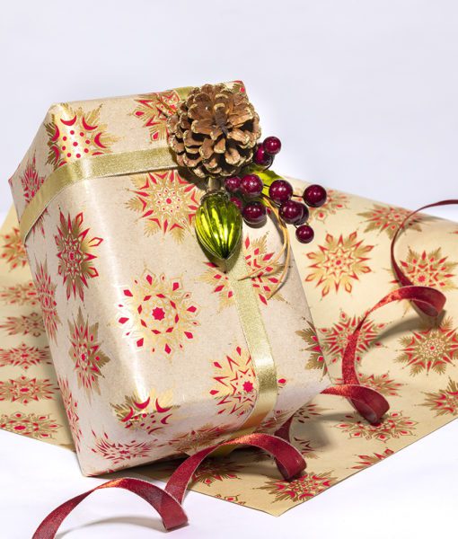 Our handmade wrapping paper is recycled as stainability is very important.